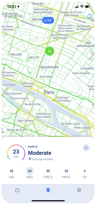 Plume Labs App: Live and forecast air quality data